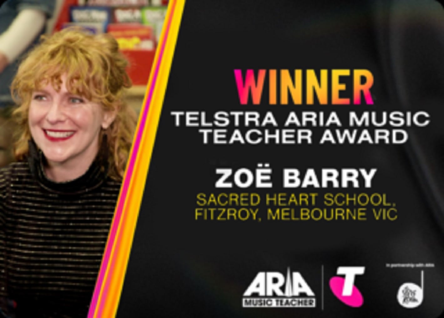 Congratulations Zoë Barry – 2021’s Telstra ARIA Music Teacher! - The ...